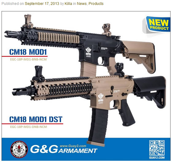 高品質エアガンで有名なG&Gの新製品！ Mk.18風味のお手軽電動ガン「CM18 MOD1」登場 | さばなび